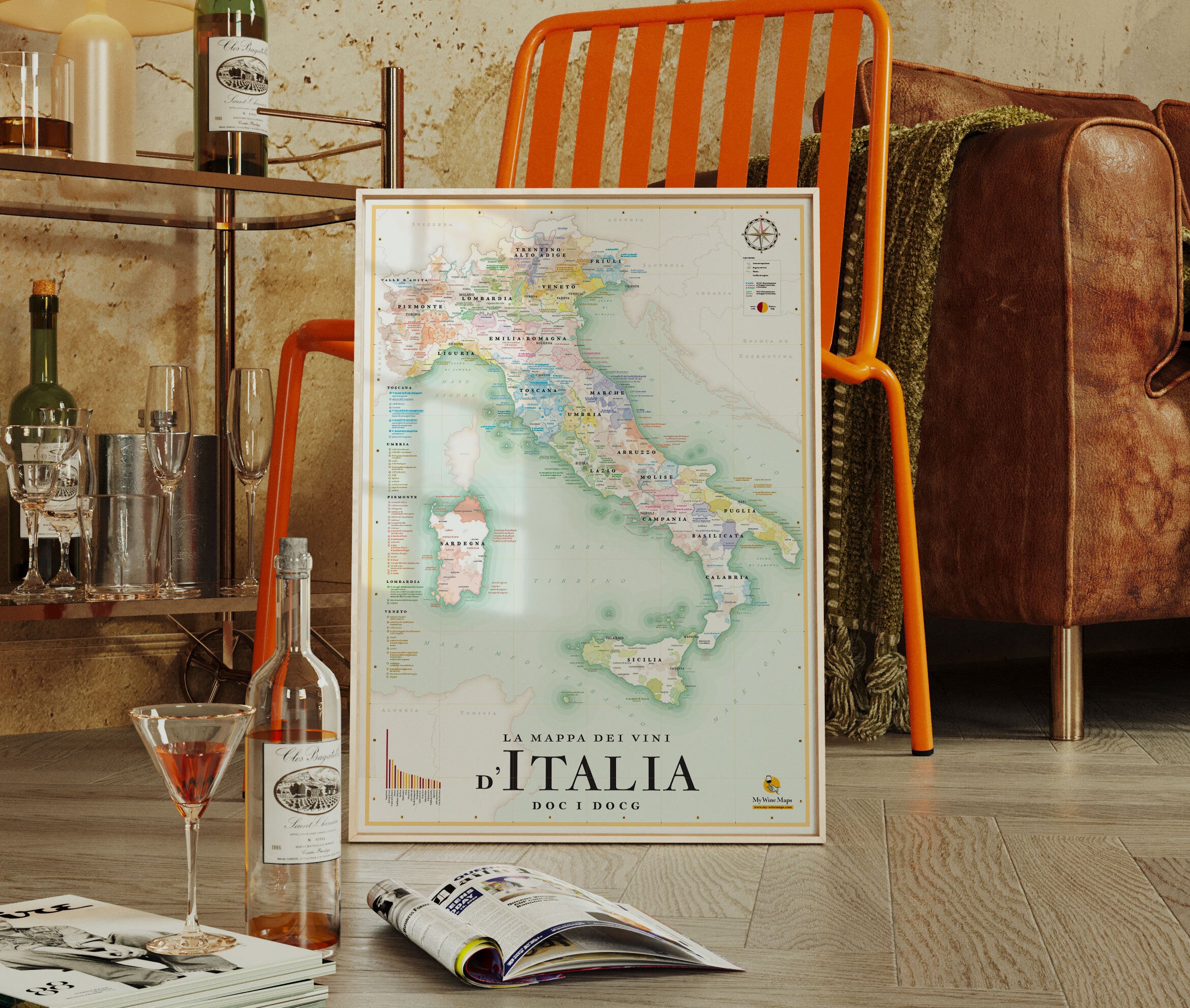 Map of Italian Wines - Poster 50 x 70 cm – La Carte des Vins s'il vous ...