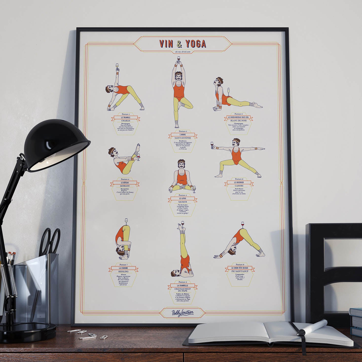 Poster Wine & Yoga - 50 x 70 cm – La Carte des Vins s'il vous plaît
