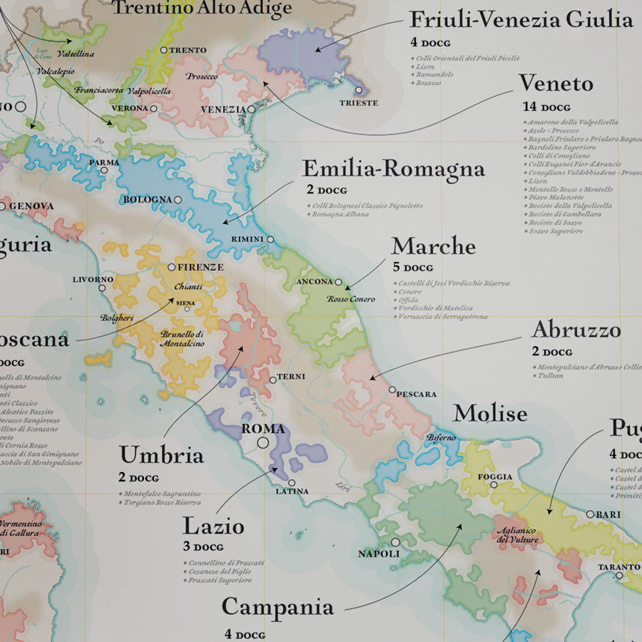 Map of Italian Wines - Poster 50 x 70 cm – La Carte des Vins s'il vous ...