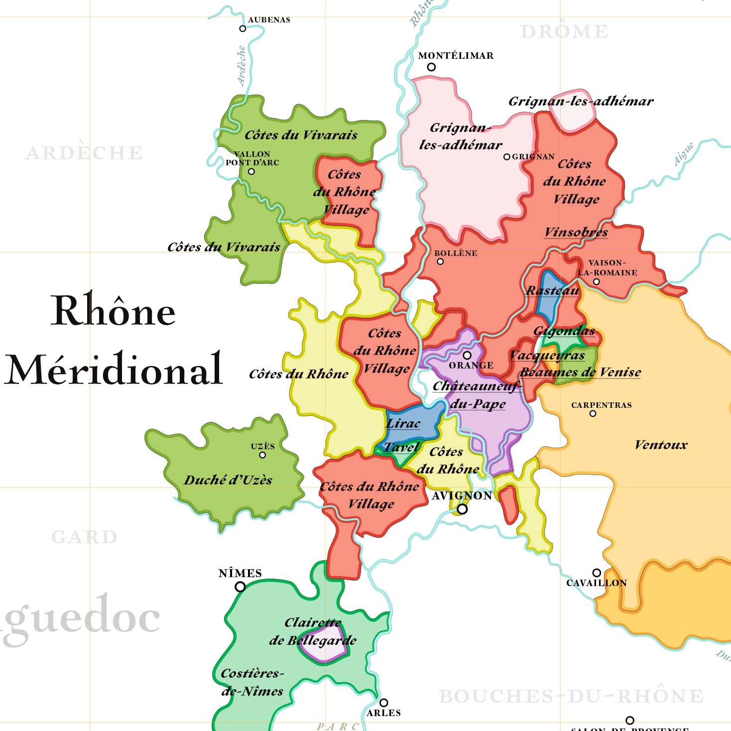 Rhône Wine Map - Poster 50 x 70 cm – La Carte des Vins s'il vous plaît